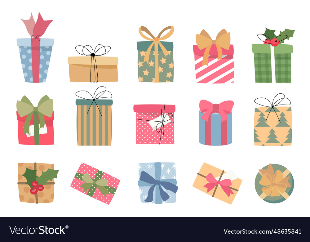 Presents mega set elements in flat design Vector Image