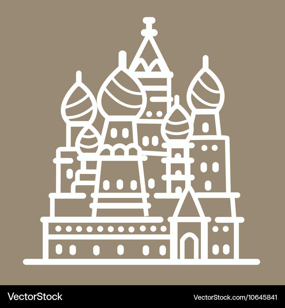 Rusia landmark building line art Royalty Free Vector Image