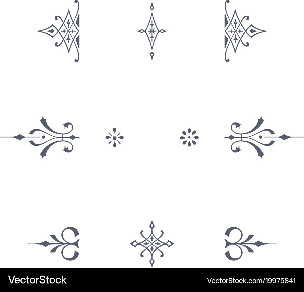 Set of decorative side ornaments Royalty Free Vector Image