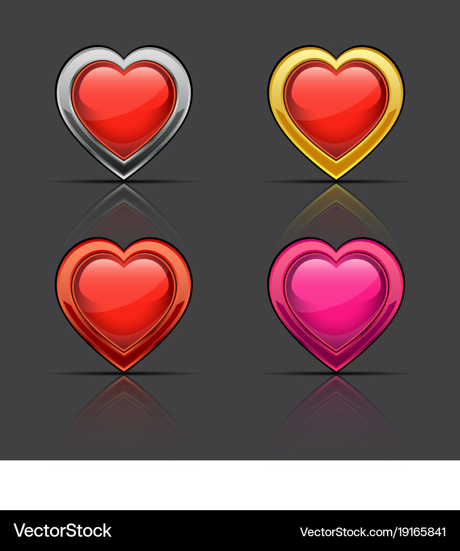 Set of glossy hearts Royalty Free Vector Image