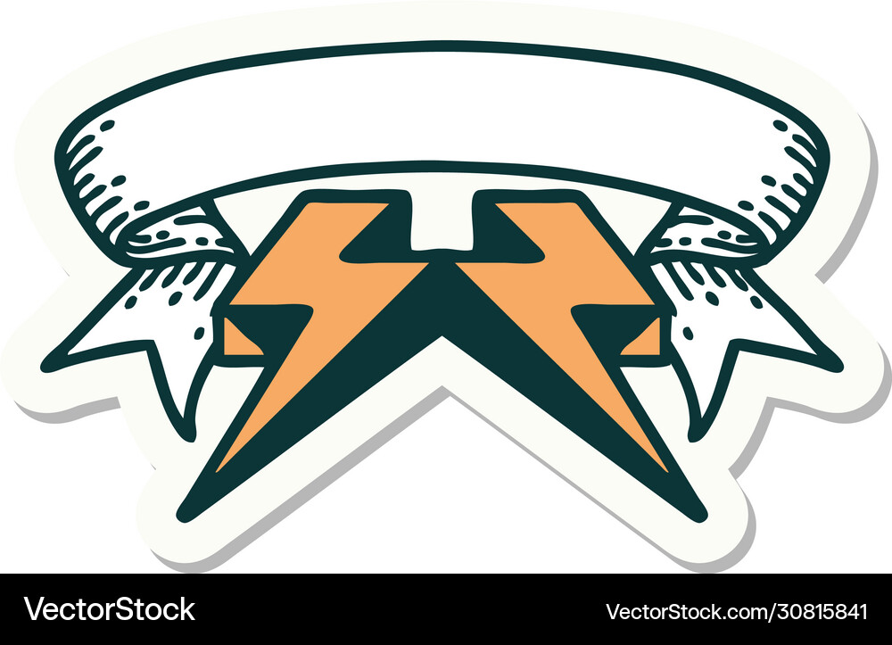 Tattoo sticker with banner lightning bolt Vector Image