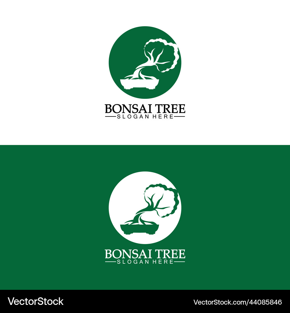 Bonsai logo design silhouette icon Royalty Free Vector Image