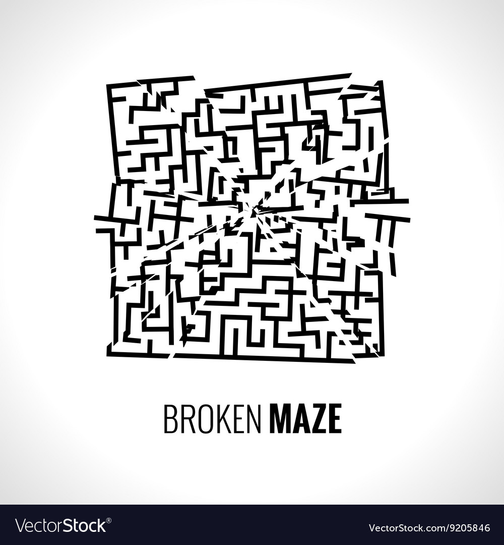 Broken maze template Royalty Free Vector Image