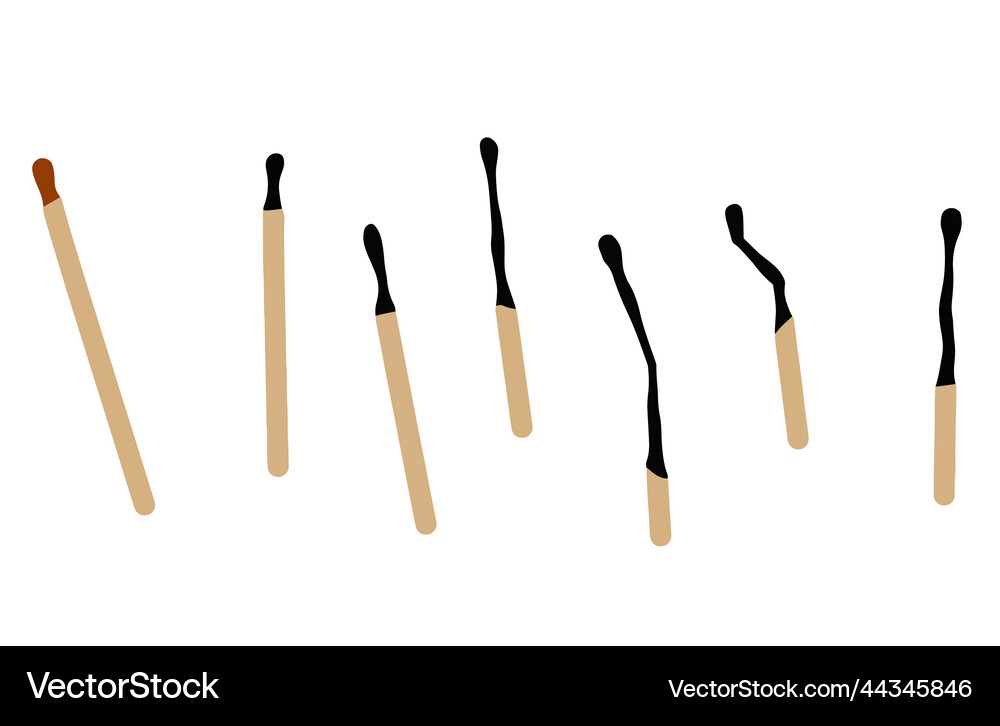 Charred Wooden Match Stick Royalty Free Vector Image