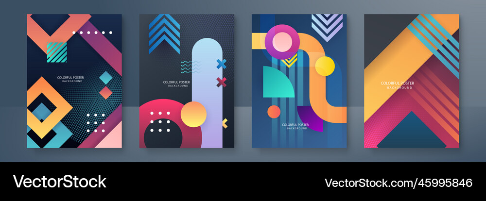 Creative colorful covers or posters set in trendy Vector Image
