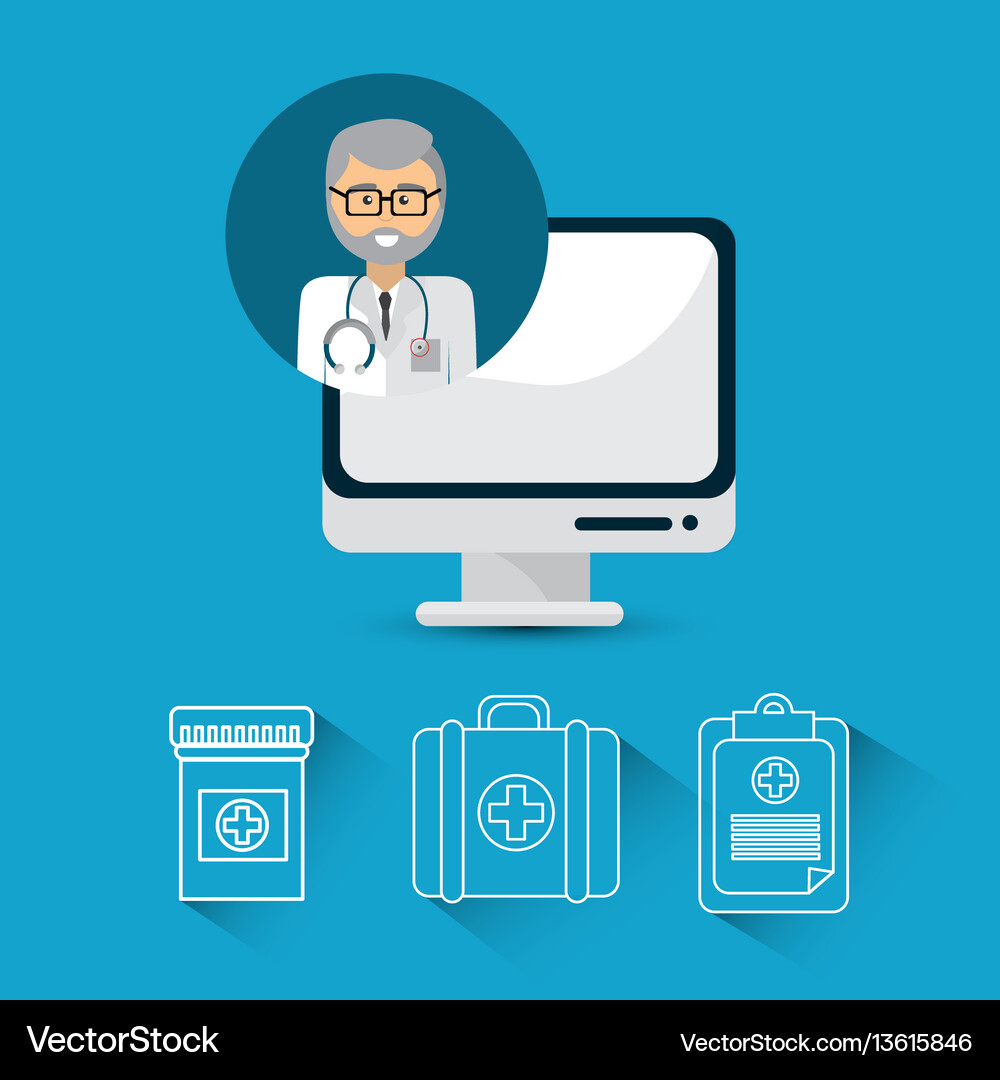Hospital doctor computer icon Royalty Free Vector Image