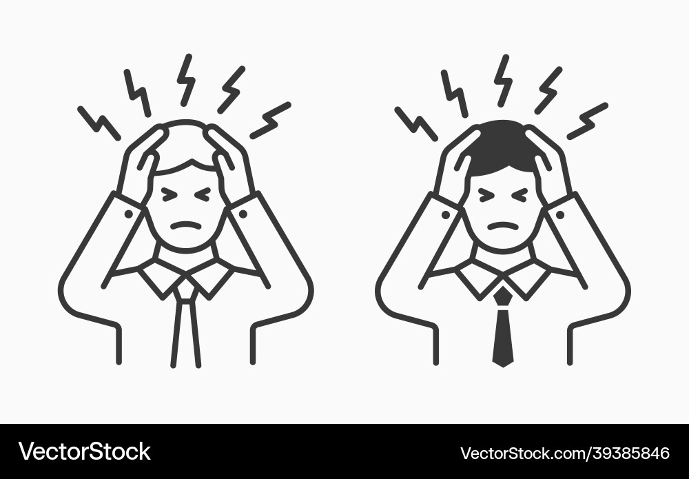 Male stress icon on white background editable Vector Image