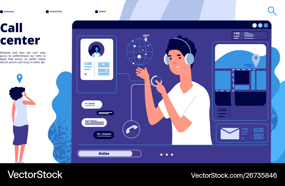 Online support concept customers in call center Vector Image