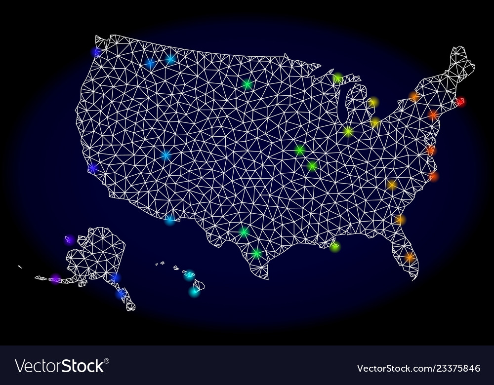 Polygonal network mesh map usa territories Vector Image Polygonal network mesh map usa territories Vector Image