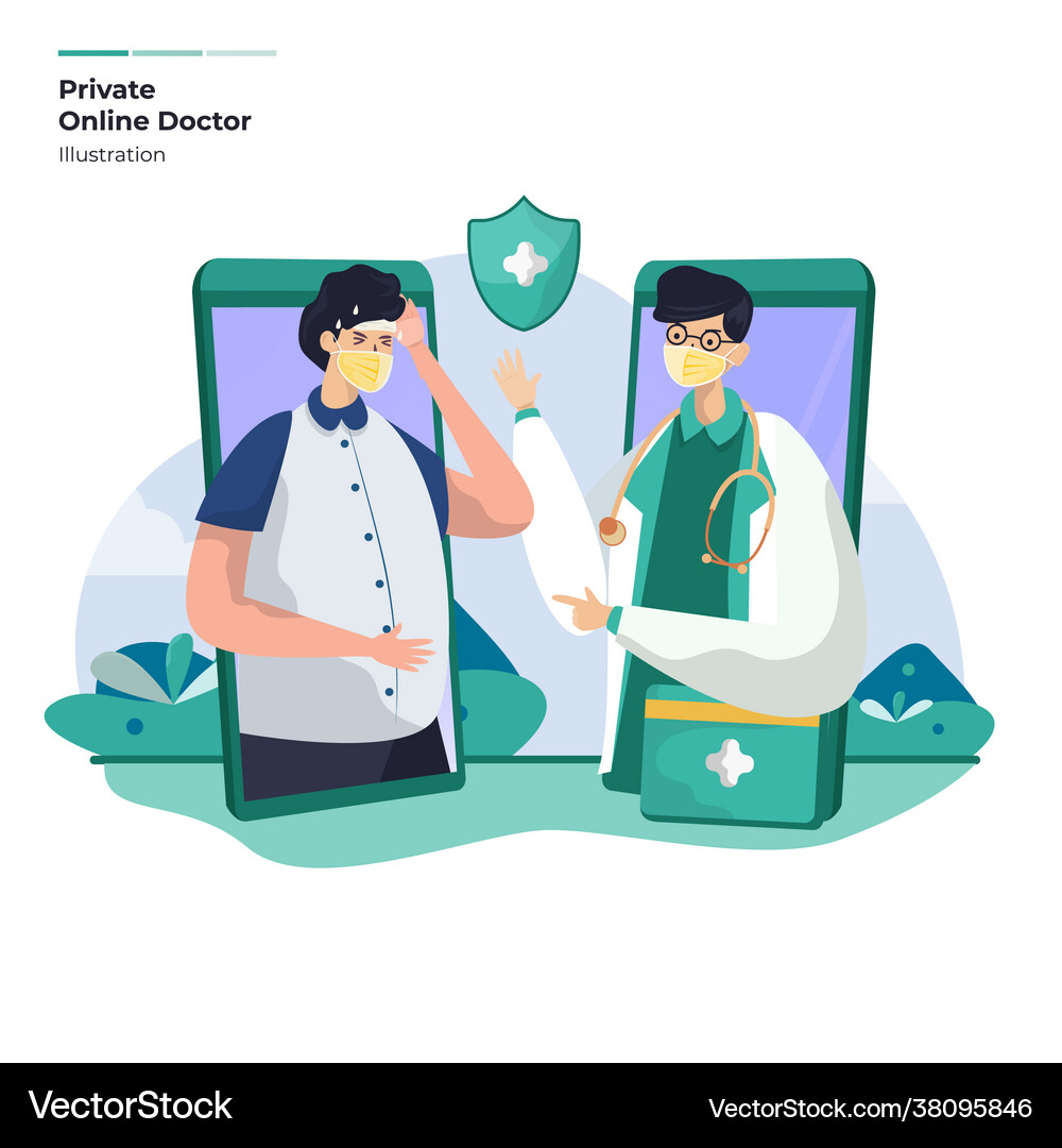 Private online doctor consultation Royalty Free Vector Image