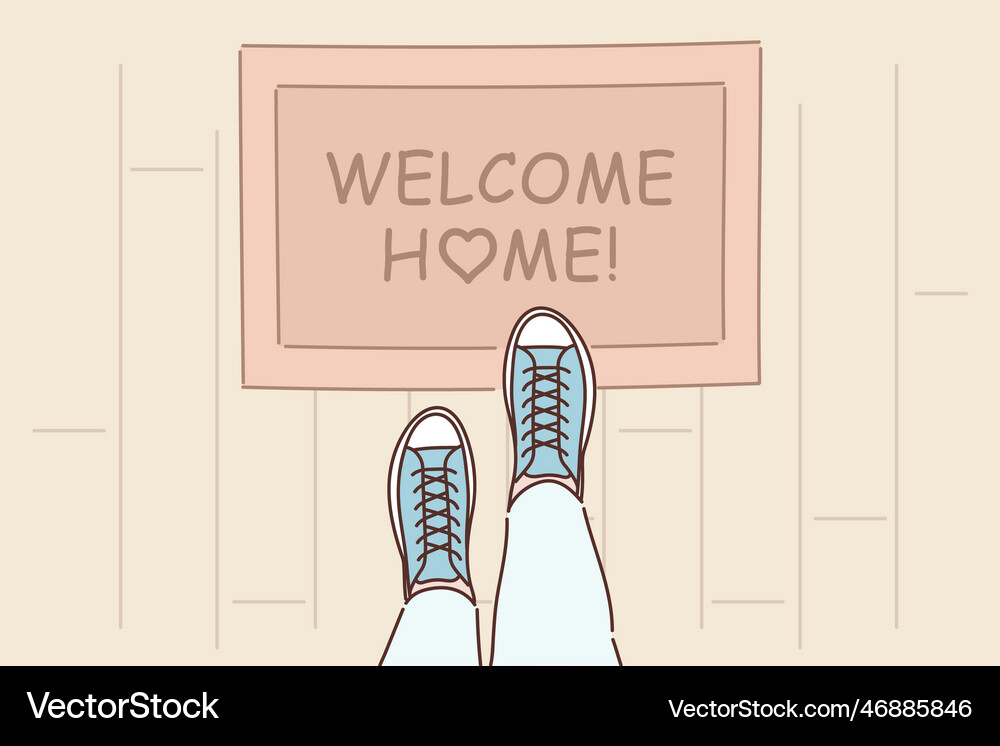 Rug with inscription welcome home on threshold Vector Image