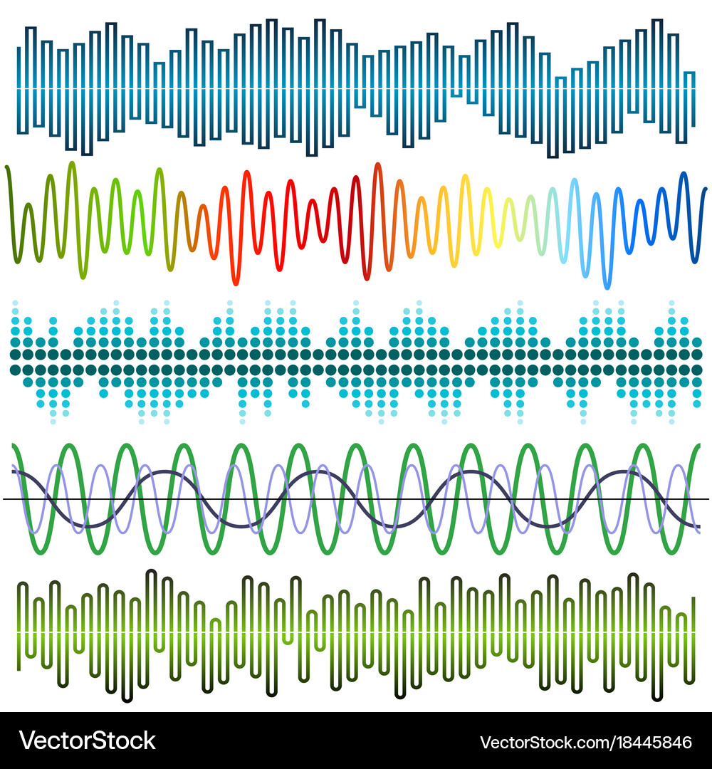 Set of sound waves Royalty Free Vector Image - VectorStock