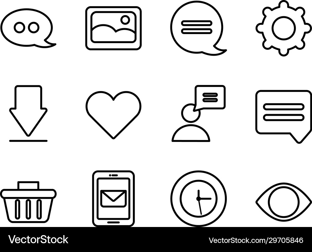 Social media line style icon set design Royalty Free Vector