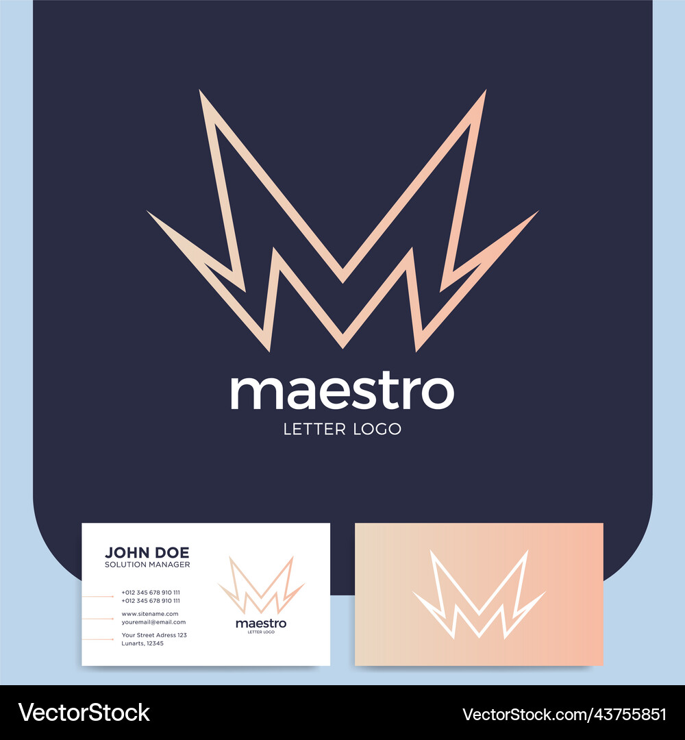 Abstract letter m logo dynamic unusual font Vector Image