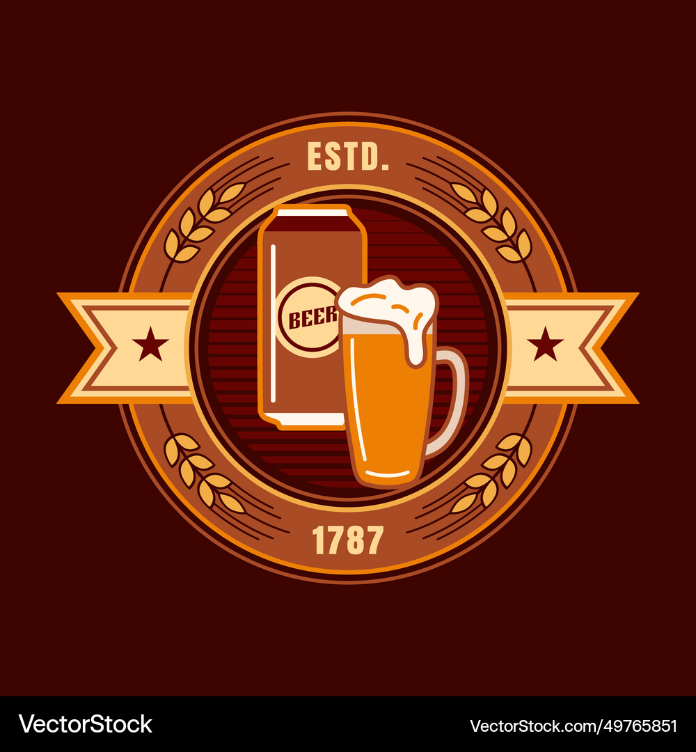 Beer logo in simple geometric style Royalty Free Vector