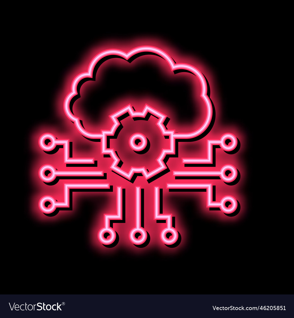Cloud storaging and working neon glow icon Vector Image