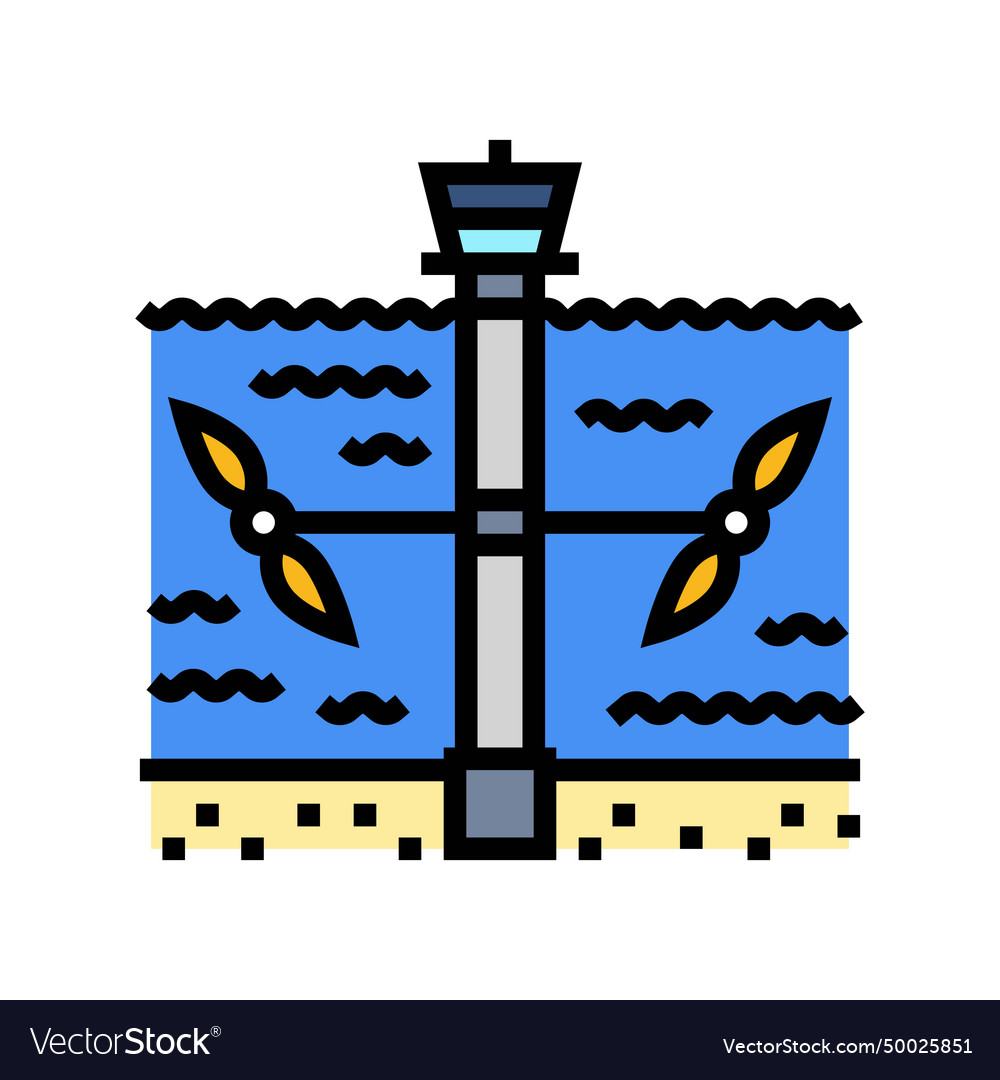 Current generator tidal power color icon Vector Image Current generator tidal power color icon Vector Image