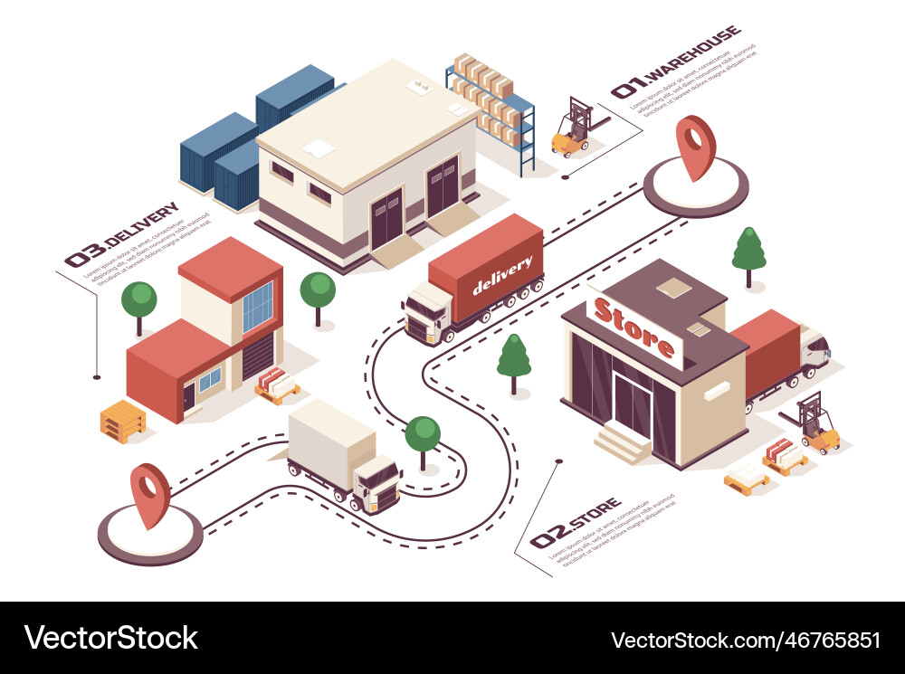 Delivery company concept 3d isometric web Vector Image