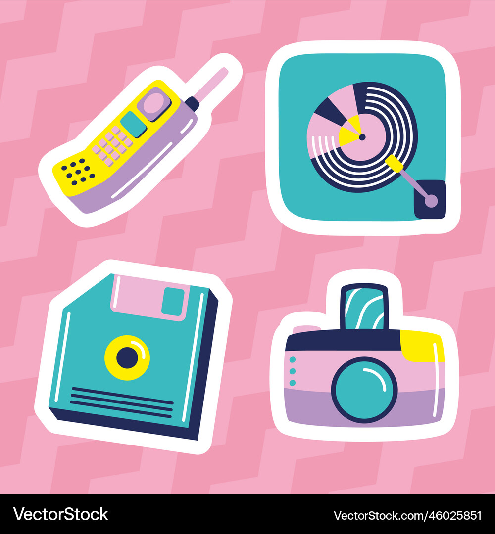 Four retro and nostalgic icons Royalty Free Vector Image