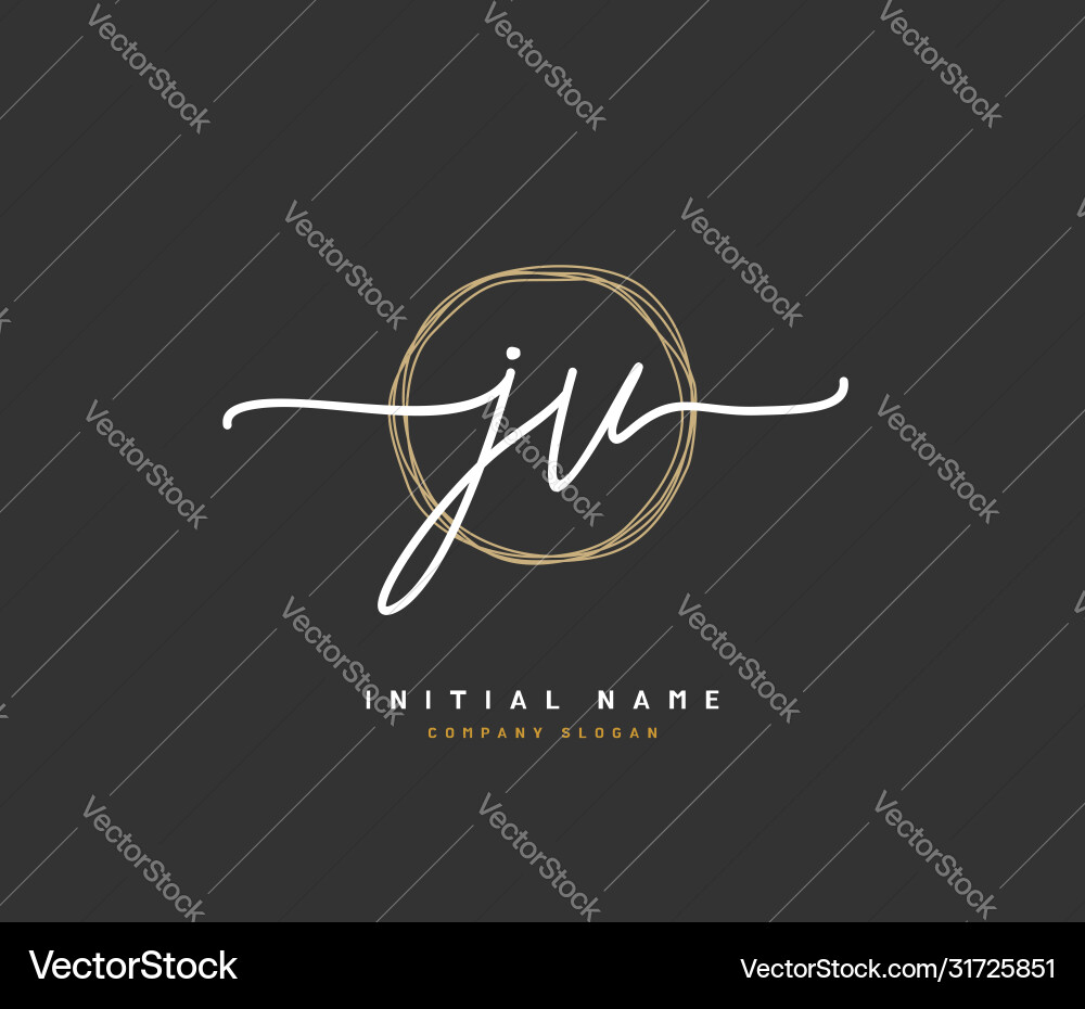 J v jv beauty initial logo handwriting Royalty Free Vector