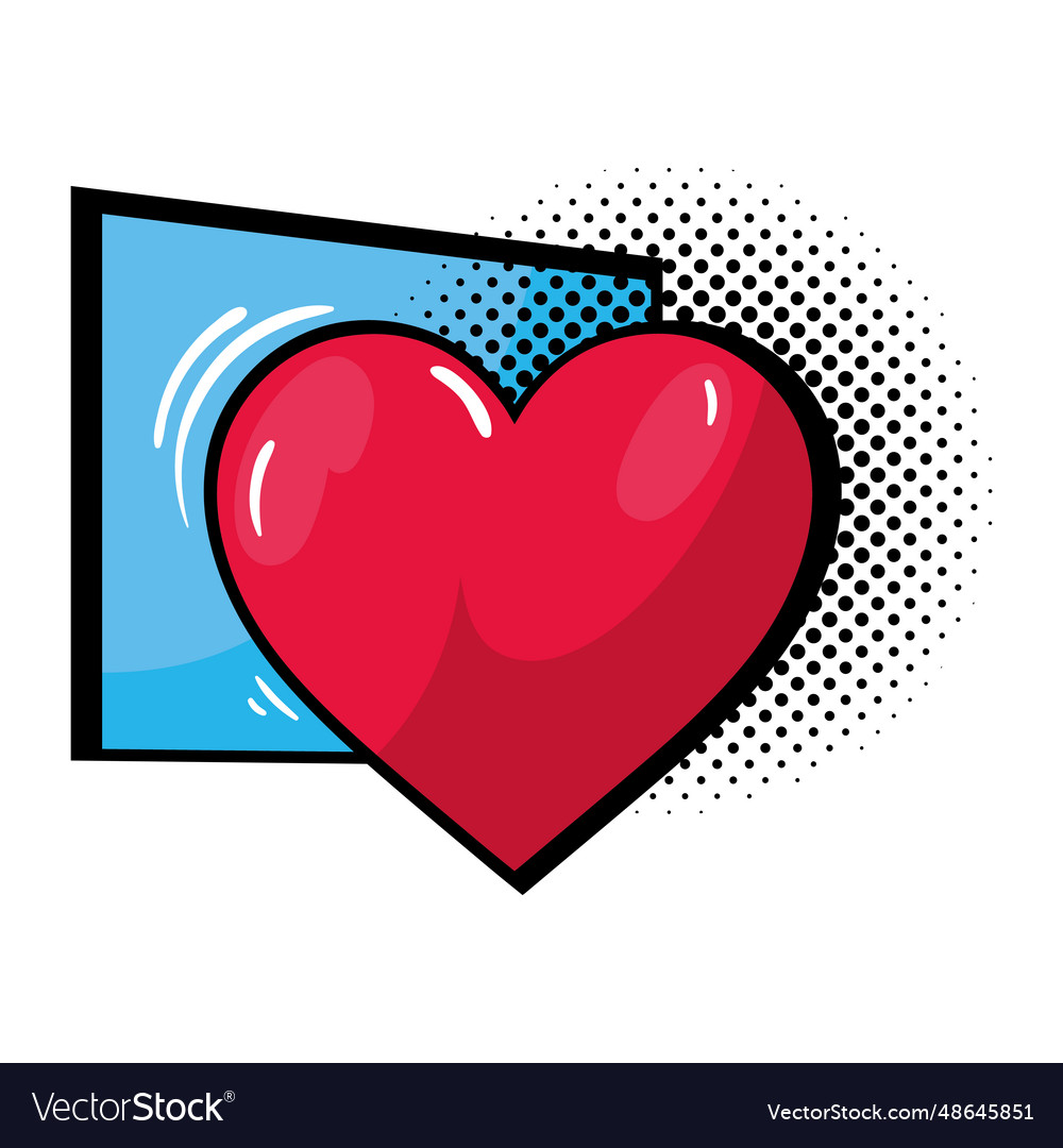 Love pop art heart Royalty Free Vector Image - VectorStock