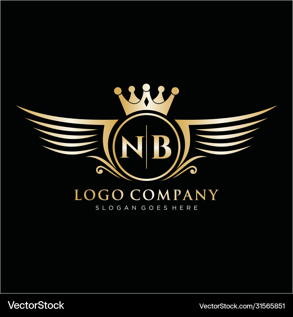 Nb letter initial with royal wing logo template Vector Image