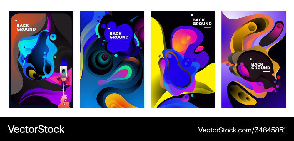 Set liquid color abstract geometric fluid Vector Image