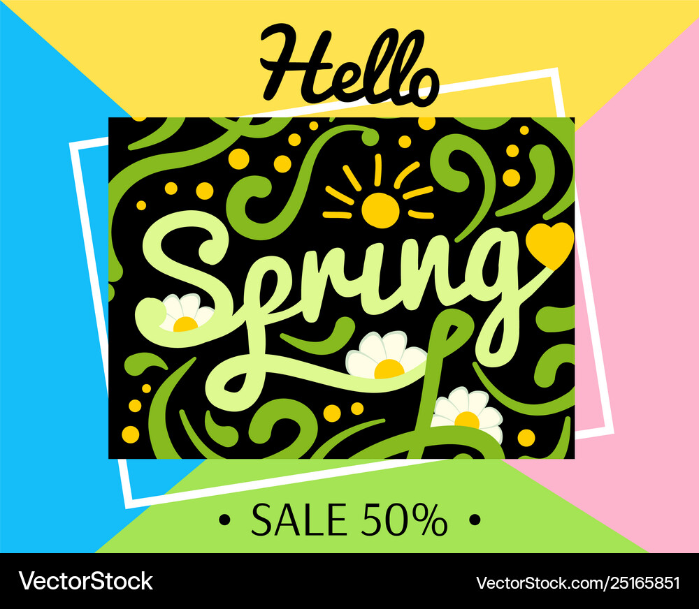 Spring sale background with text on black Vector Image