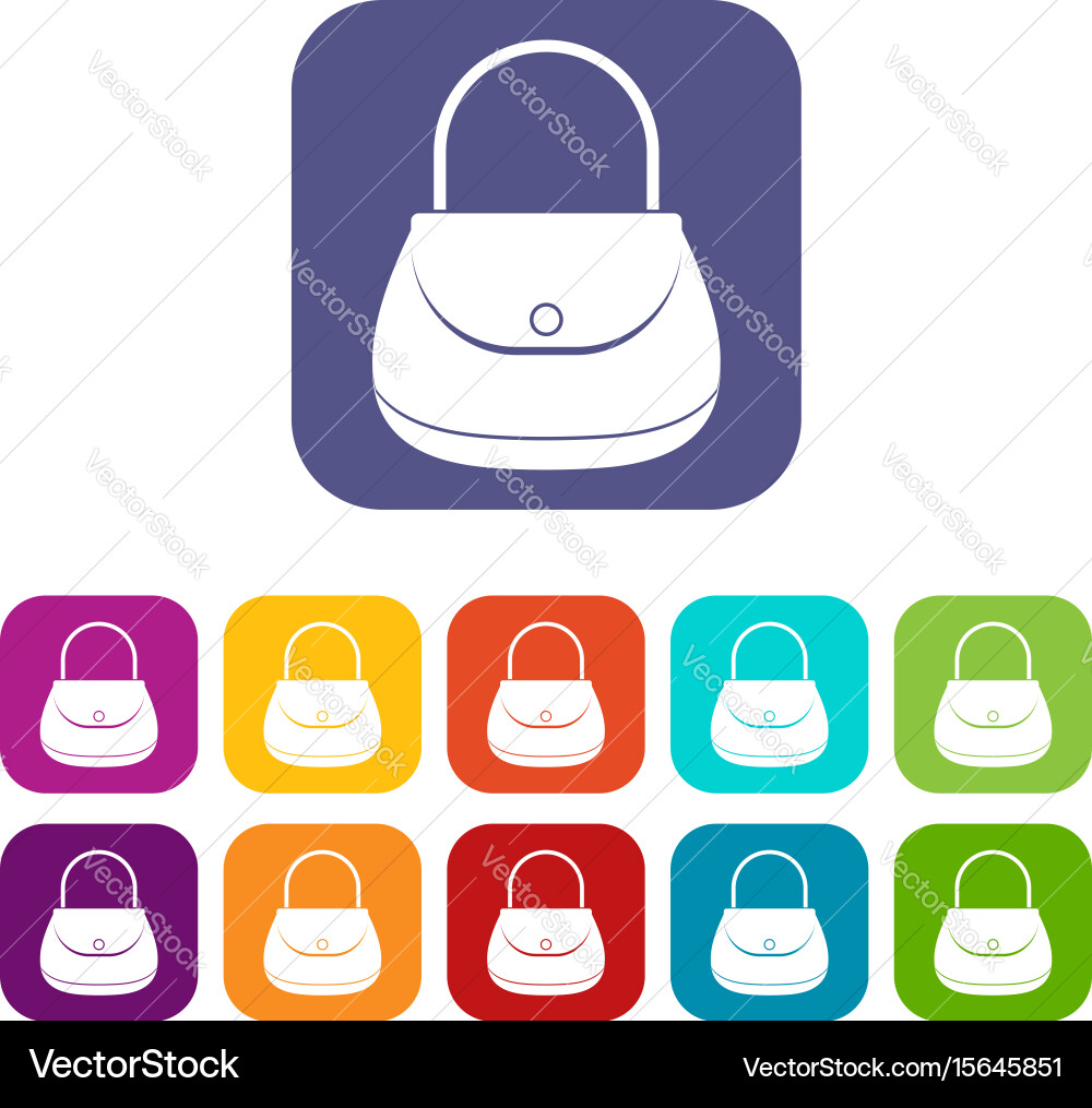 Woman bag icons set flat Royalty Free Vector Image