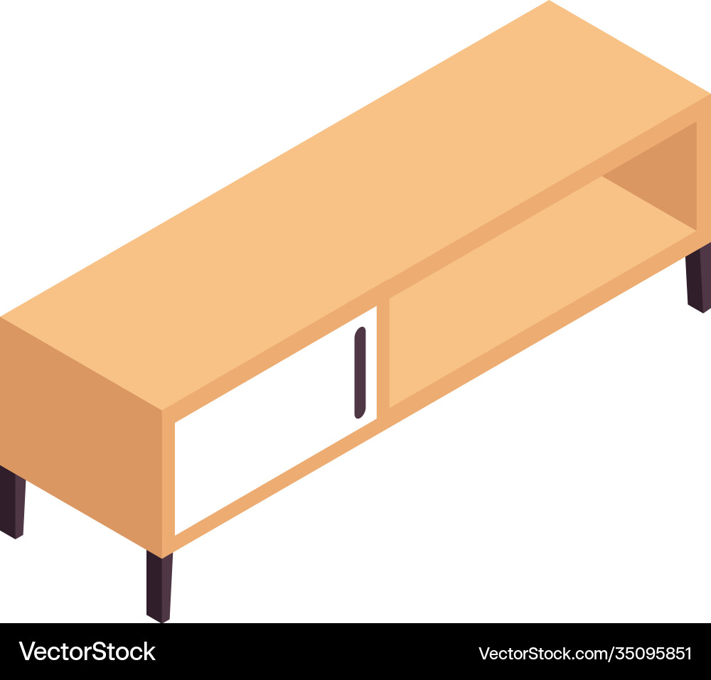 Wooden tv stand composition Royalty Free Vector Image