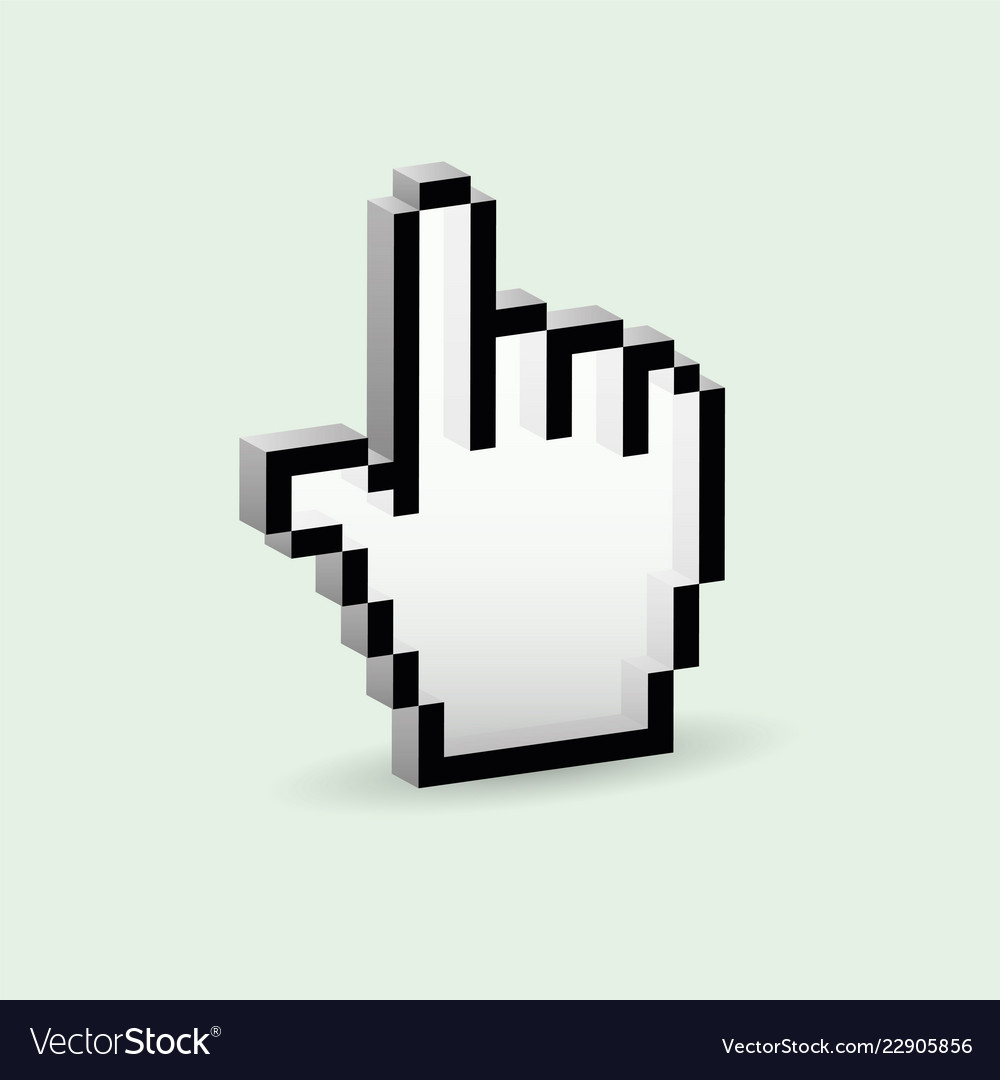 3d pixelated hand pointer Royalty Free Vector Image