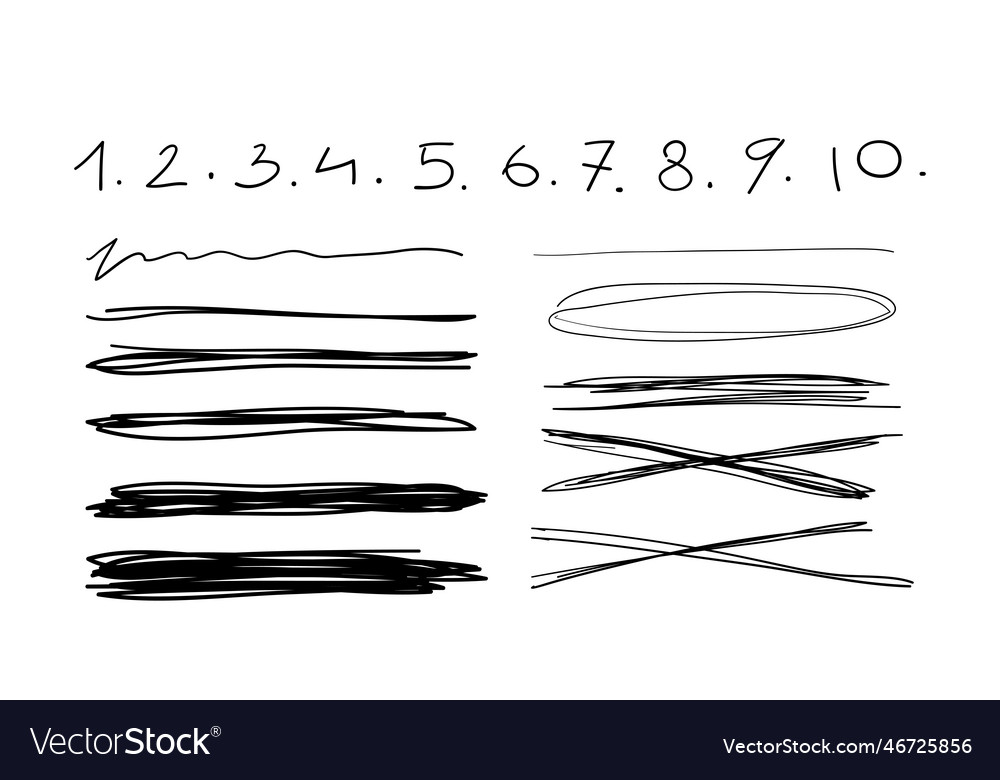 Collection of hand drawn scribbles and numbers Vector Image