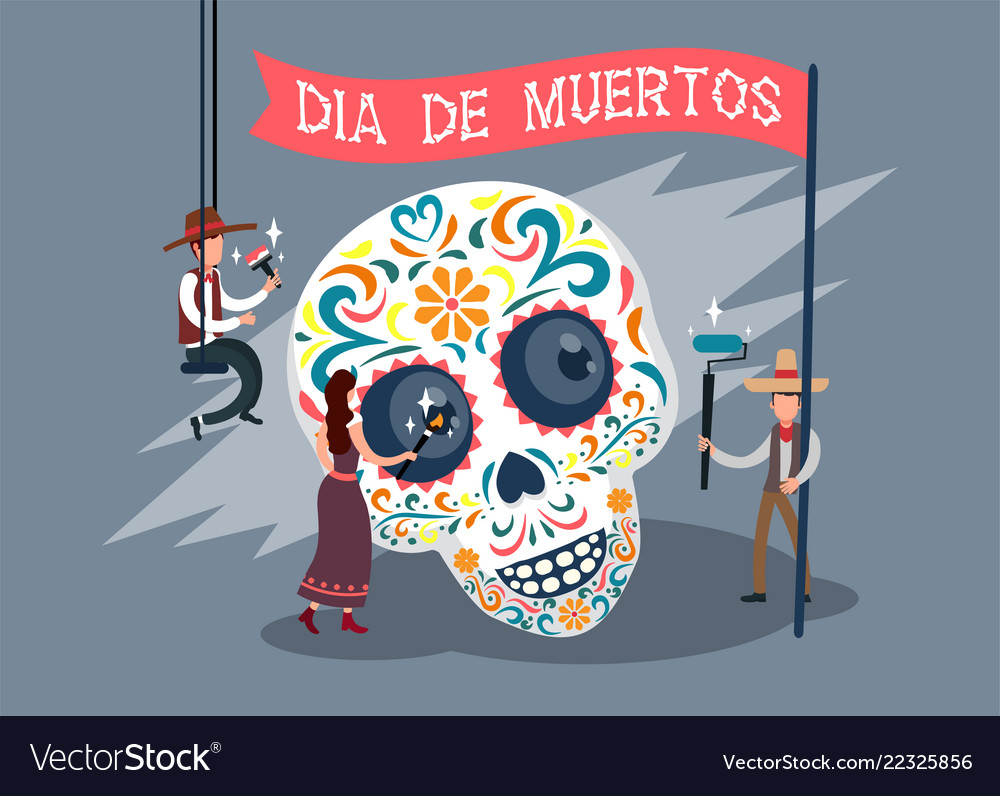 Dia de los muertos card with spanish text Vector Image