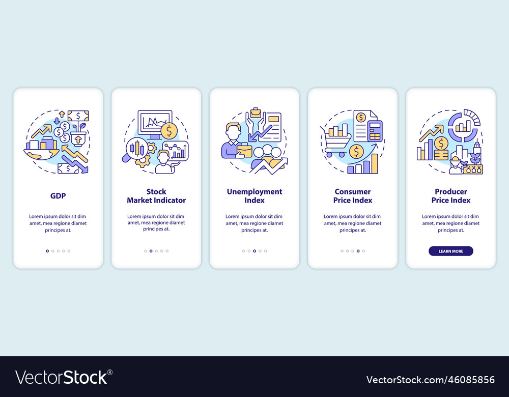 Economic Indicators Onboarding Mobile App Screen Vector Image