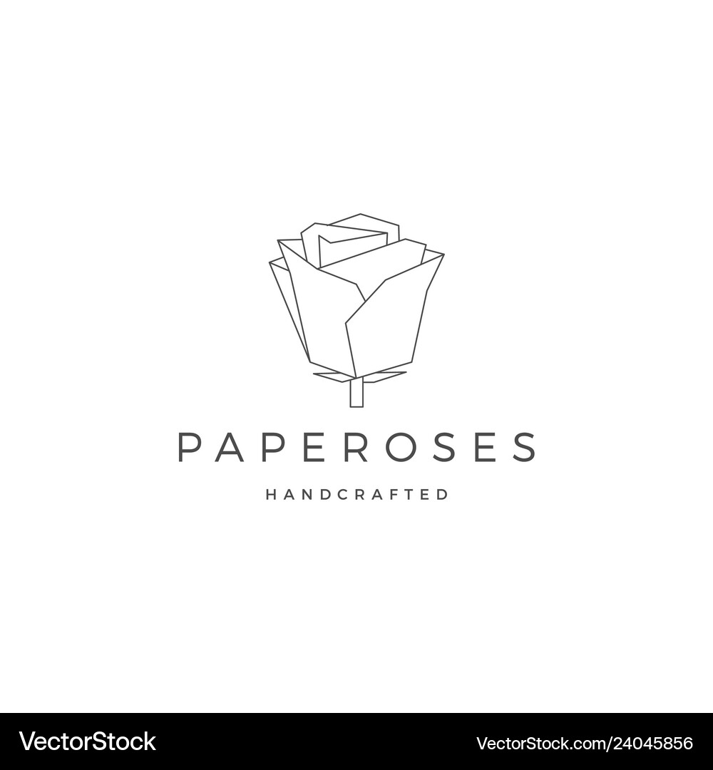 Geometric Rose Paper Logo Icon Royalty Free Vector Image