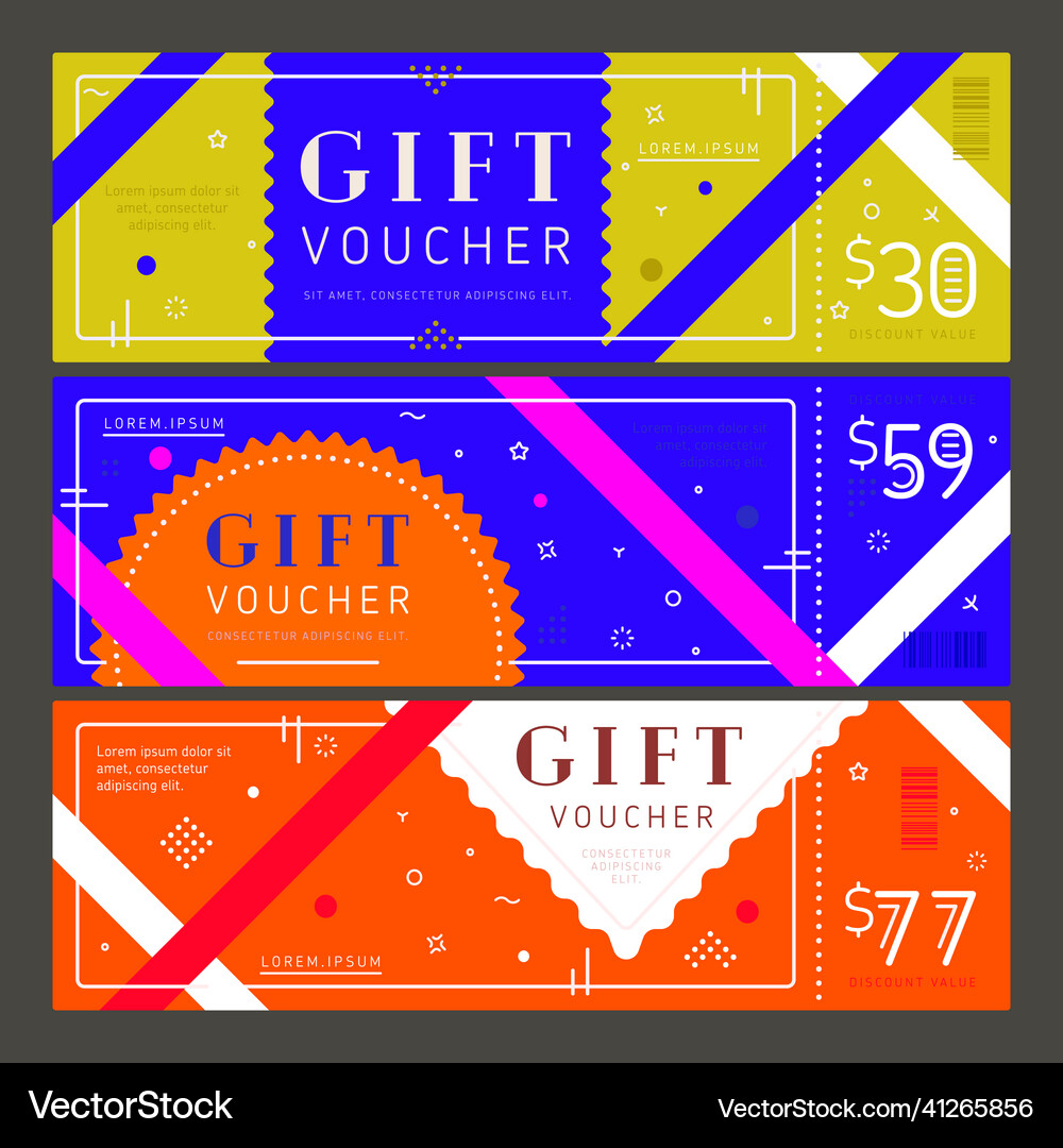Gift voucher with tear-off coupon set Royalty Free Vector