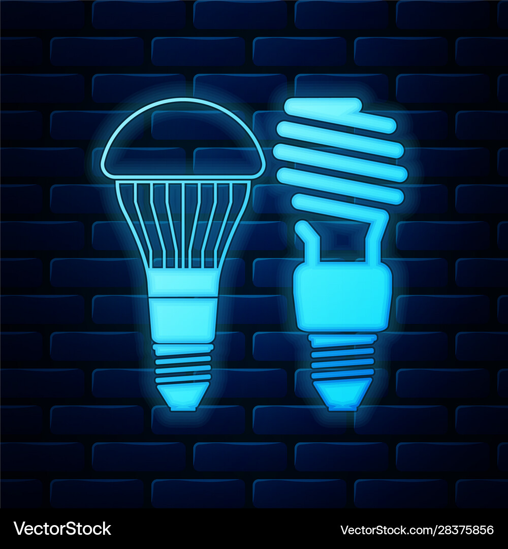 Glowing neon economical led illuminated lightbulb Vector Image