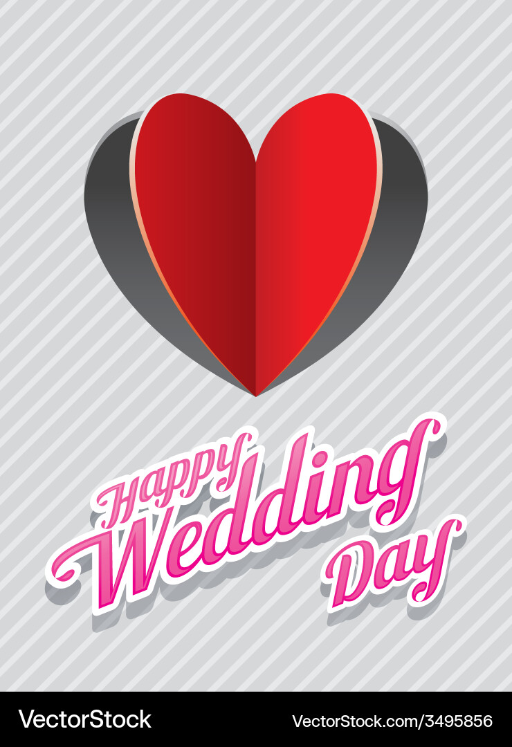 Heart shape paper cut background and wedding text Vector Image
