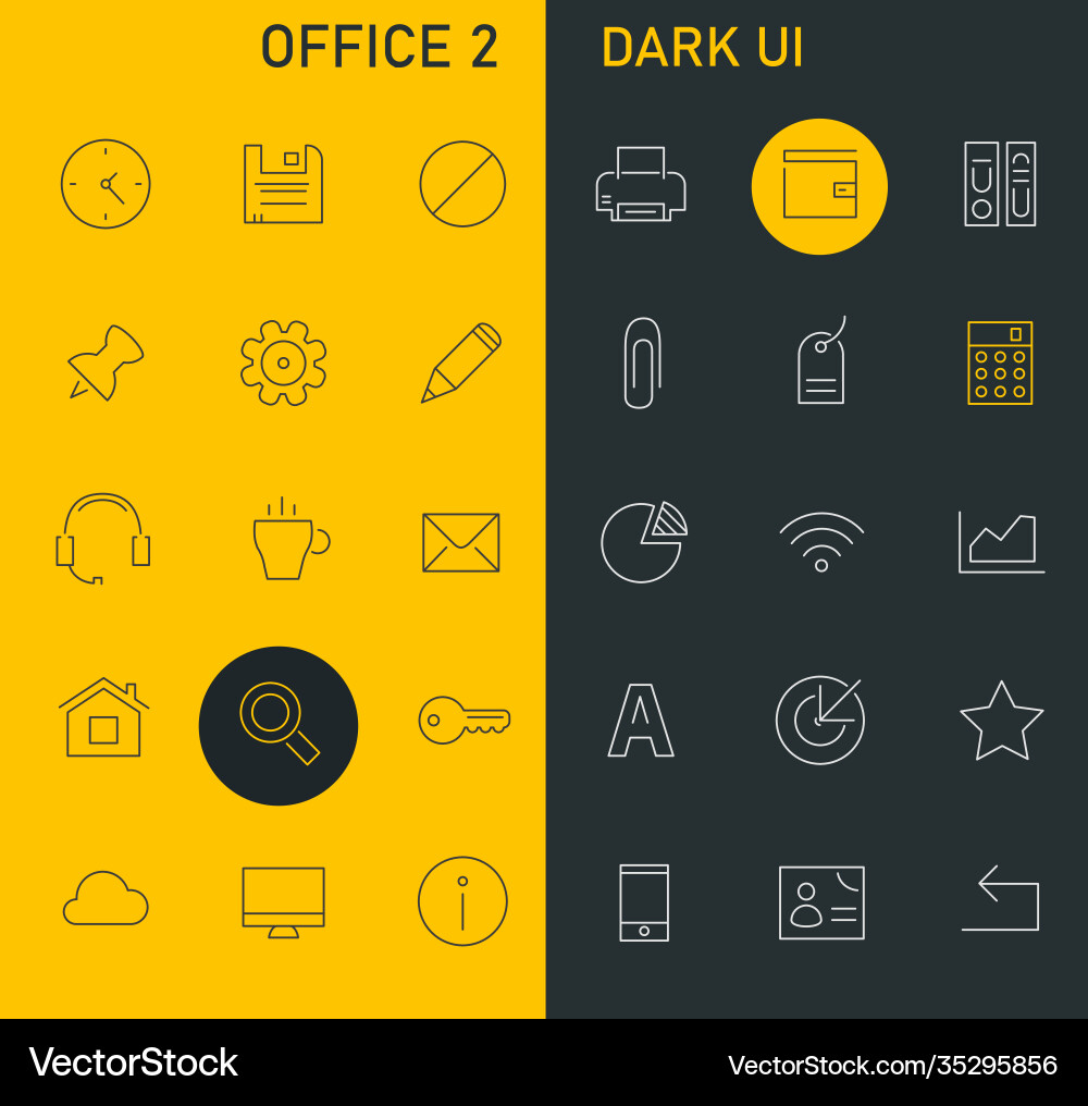Inline office icons collection trendy line Vector Image