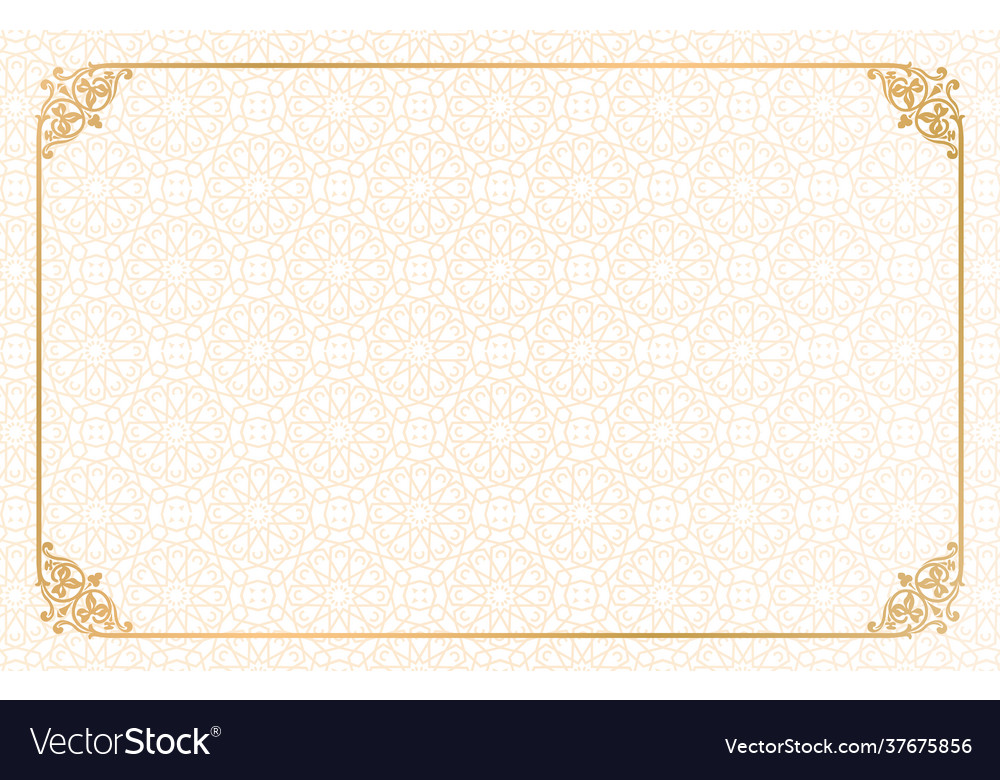 Islamic rectangle gold frame geometric pattern Vector Image