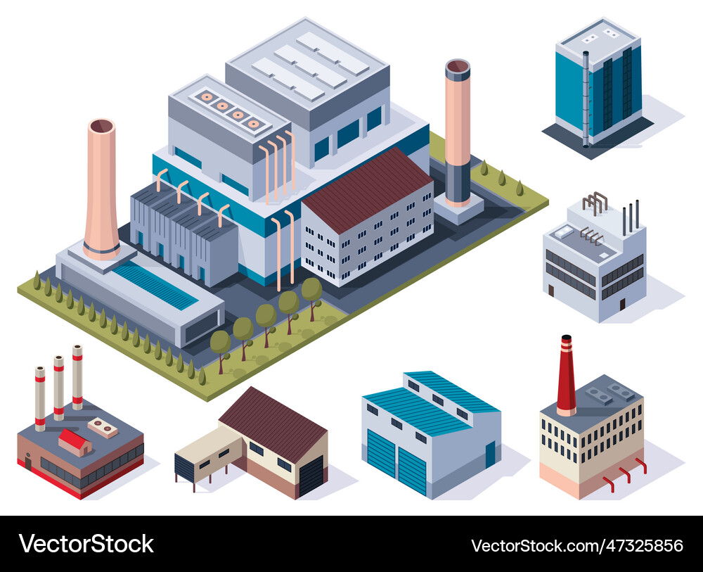 Isometric Factory Icons Royalty Free Vector Image