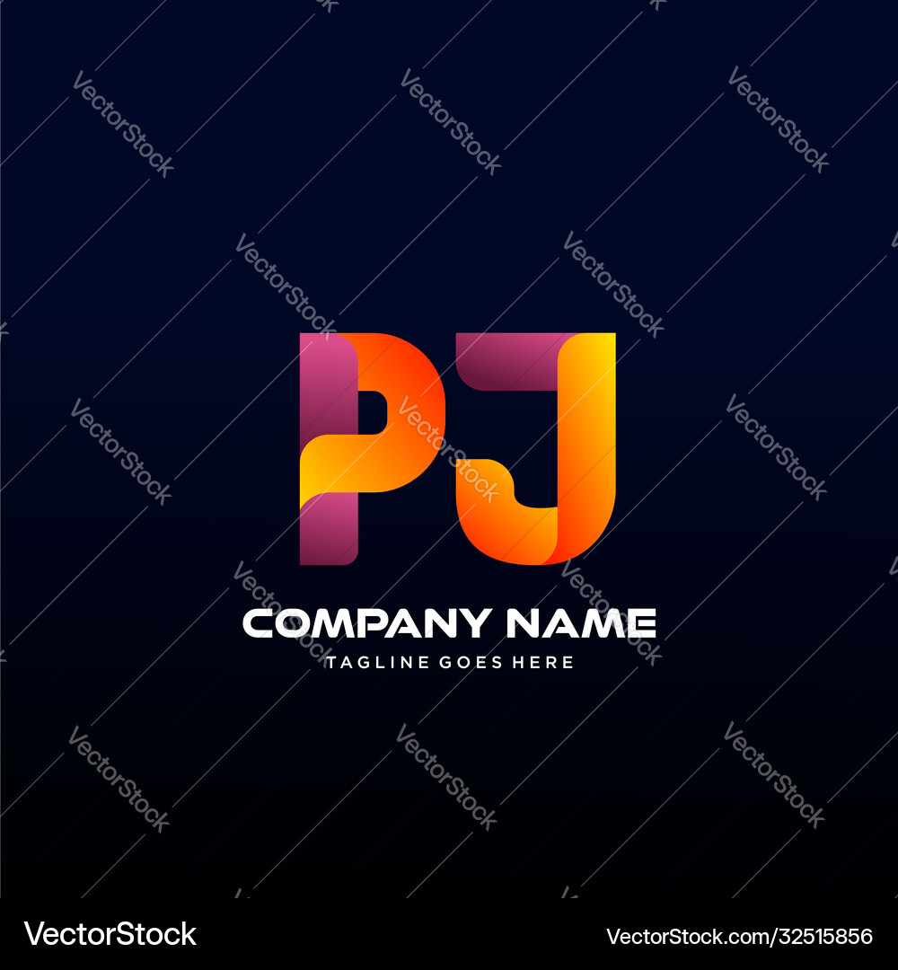 Letter pj initial logo with colorful Royalty Free Vector