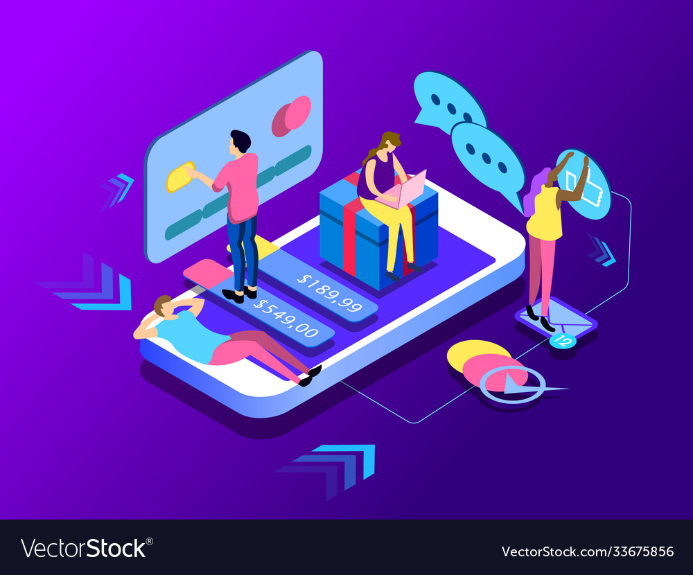 Modern flat isometric design concept e-commerce Vector Image