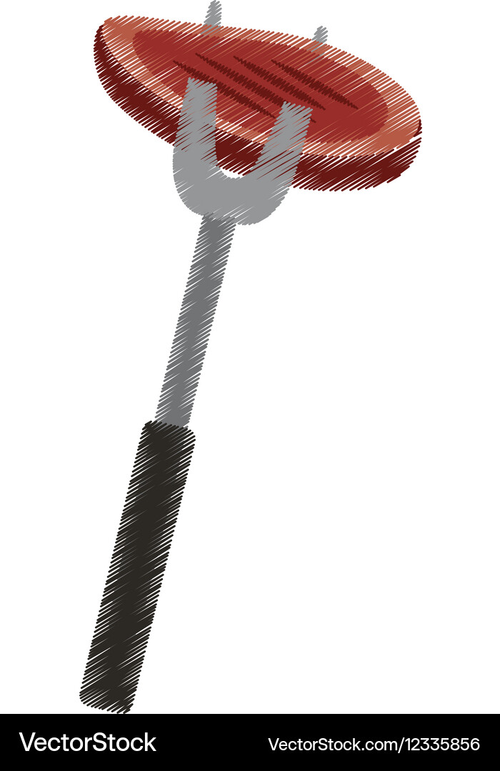 Roasting utensil with meat icon Royalty Free Vector Image