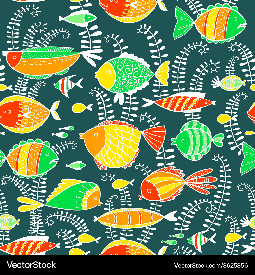 Seamless background with fishes Royalty Free Vector Image
