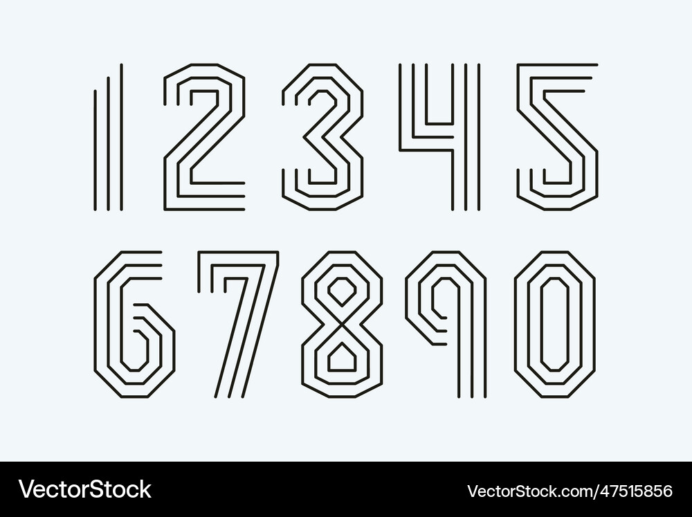 Set of numbers line style Royalty Free Vector Image