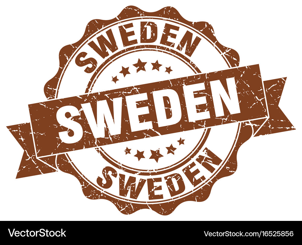 Sweden round ribbon seal Royalty Free Vector Image