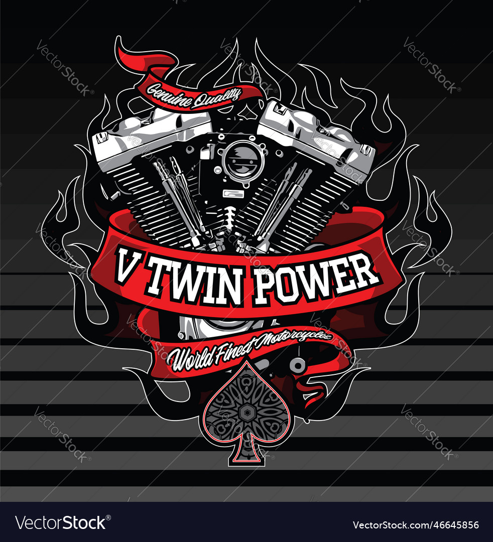 V Twin Engine Template For Graphic Design Vector Image