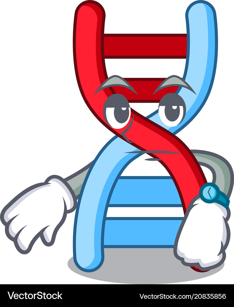 Waiting dna molecule mascot cartoon Royalty Free Vector