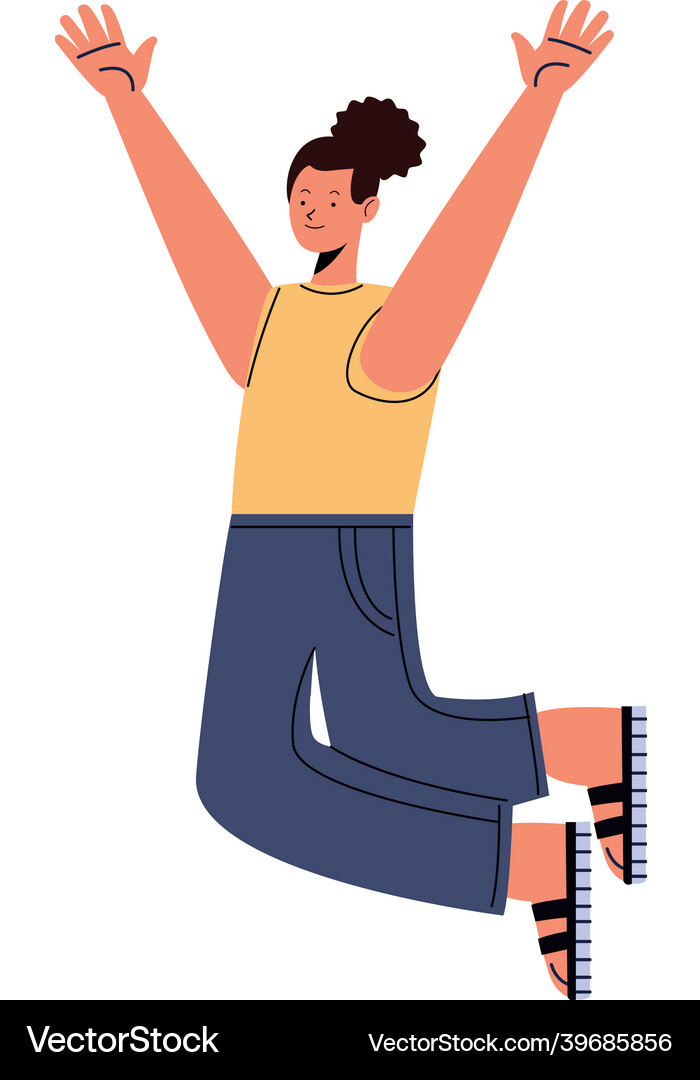 Woman jumping character Royalty Free Vector Image